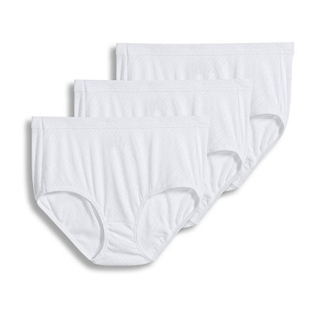 Jockey Elance Breathe Brief 3 Pack Underwear 1542  Extended Sizes - White/White/White