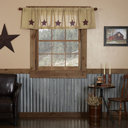 Click here for Vhc Brands Cotton Burlap Star Rod Pocket Valance... prices