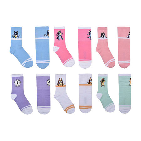 Click here for Little & Big Kid Girls 6 Pair Bluey Crew Socks  6-... prices