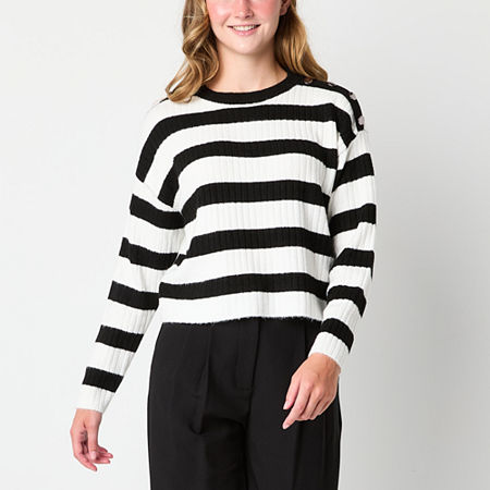 Click here for by&by Juniors Womens Crew Neck Long Sleeve Striped... prices