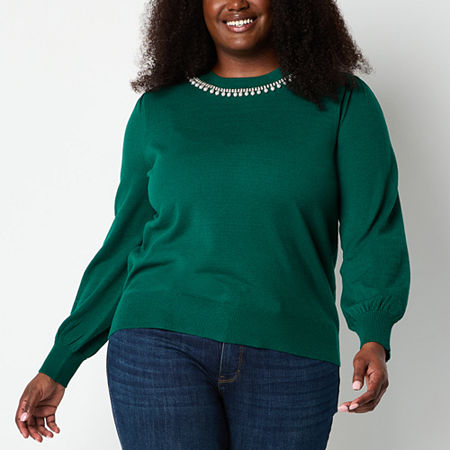 Click here for Liz Claiborne Plus Womens Crew Neck Embellished Lo... prices