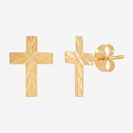 Click here for Limited Quantities! 14K Gold 10.4mm Cross Stud Ear... prices