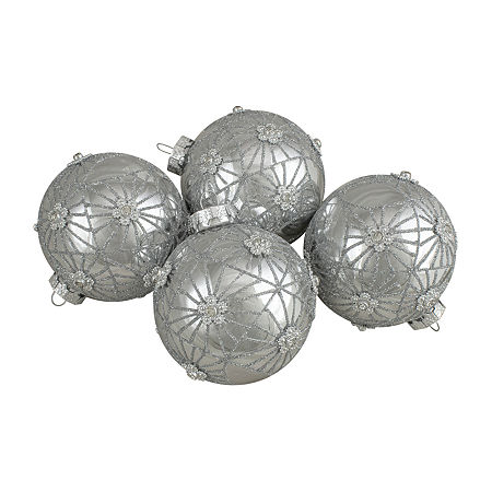 Click here for Northlight Silver Floral Ball 4-pc. Christmas Orna... prices