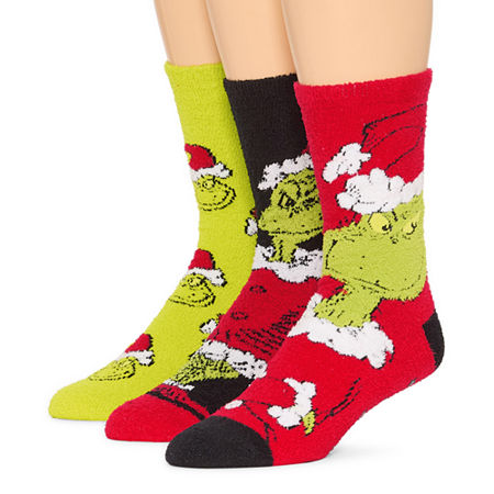 Click here for Cozy Unisex Adult 3 Pair Grinch Crew Socks  5-9  G... prices