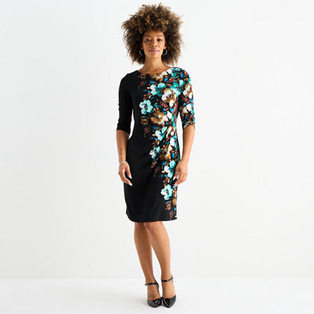 Click here for Connected Apparel Womens 3/4 Sleeve Floral Sheath... prices