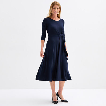 Click here for Perceptions Womens 3/4 Sleeve Midi Fit + Flare Dre... prices