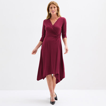 Click here for Perceptions Womens 3/4 Sleeve Midi Fit + Flare Dre... prices