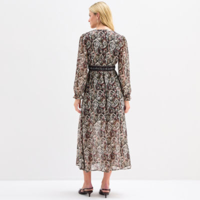 Frye and Co. Womens Long Sleeve Floral Maxi Dress, Color: Black Beauty ...