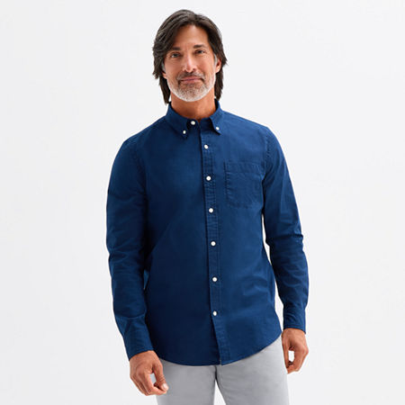 Click here for St. Johns Bay Poplin Mens Long Sleeve Slim Fit But... prices
