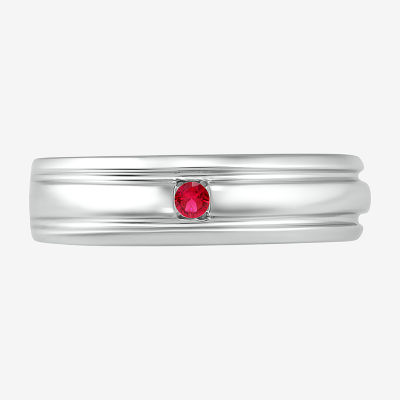 Mens Lab Created Red Ruby Sterling Silver Fashion Ring, Color: Ruby ...