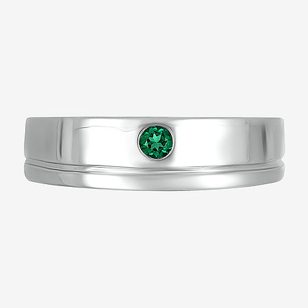 Click here for Mens Lab Created Green Emerald Sterling Silver Fas... prices