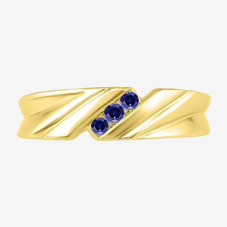 Click here for Mens Lab Created Blue Sapphire 10K Gold Fashion Ri... prices