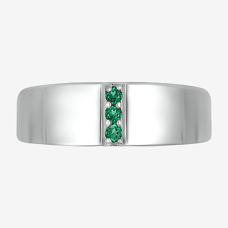 Click here for Mens Lab Created Green Emerald Sterling Silver Fas... prices