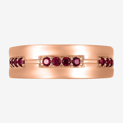 Mens Lab Created Red Ruby 10K Rose Gold Fashion Ring, Color: Ruby ...