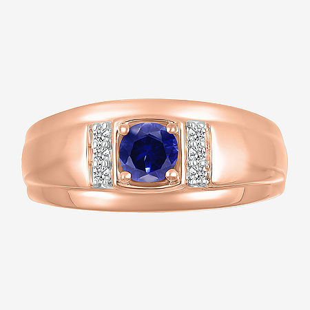Click here for Mens Lab Created Blue Sapphire 10K Rose Gold Fashi... prices