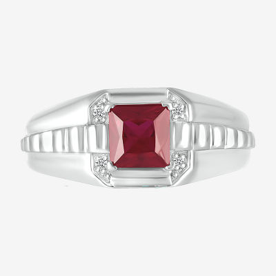 Mens Lab Created Red Ruby Sterling Silver Fashion Ring - JCPenney