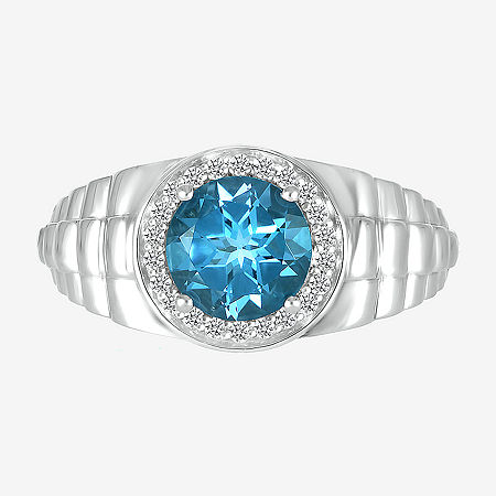 Click here for Mens Genuine Blue Topaz Sterling Silver Fashion Ri... prices