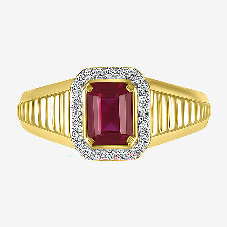 Click here for Mens Lab Created Red Ruby 10K Gold Fashion Ring  8... prices