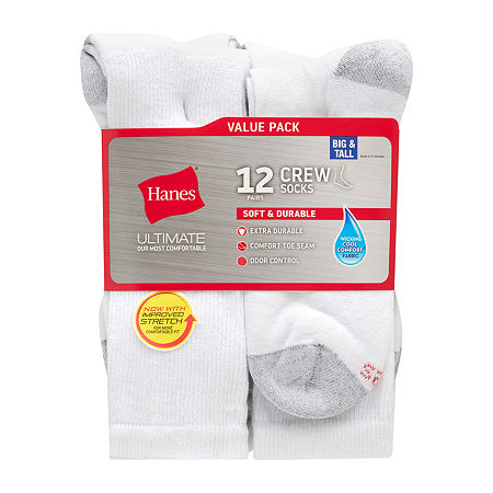Click here for Hanes Ultimate Mens 12 Pair Big and Tall Crew Sock... prices