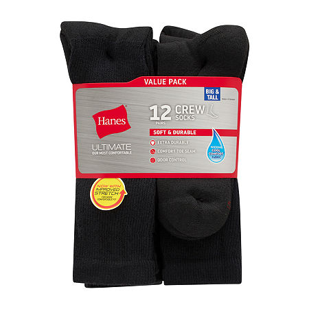 Click here for Hanes Ultimate Mens 12 Pair Big and Tall Crew Sock... prices