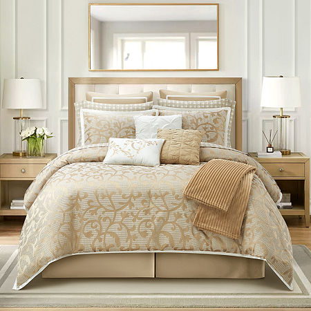 Stratford Park Johnella Scroll 16-Pc. Comforter Set  King - Taupe