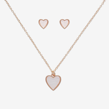 Click here for Bijoux Bar Rose Tone Womens White Heart 2-pc. Jewe... prices