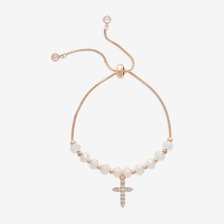 Click here for Bijoux Bar Rose Tone Womens Glass Cross Bolo Brace... prices