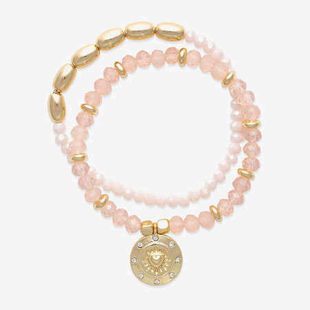 Click here for Bijoux Bar Gold Tone Womens Glass Stretch Bracelet... prices
