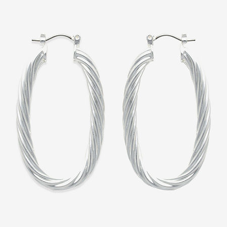 Click here for Bold Elements Silver Tone Womens 30.1mm Hoop Earri... prices
