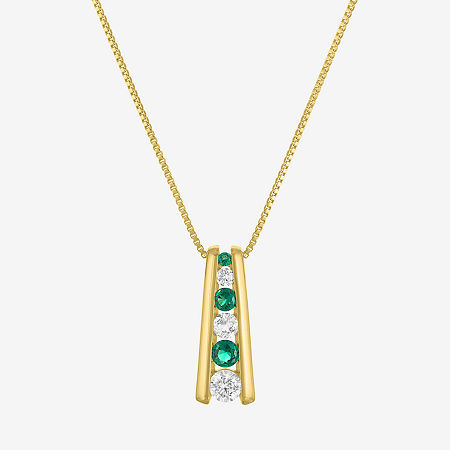 Click here for Womens Lab Created Green Emerald 14K Gold Over Sil... prices