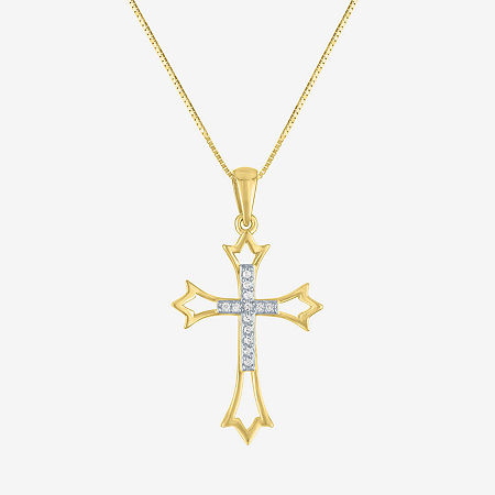 Click here for Womens Diamond-Accent 10K Gold Cross Pendant Neckl... prices