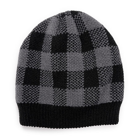 Muk Luks Mens Heat Retainer Beanie  Pewter/Buffalo Check  One Size - Pewter/buffalo check
