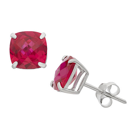 Click here for Lab Created Red Ruby Sterling Silver 8mm Stud Earr... prices
