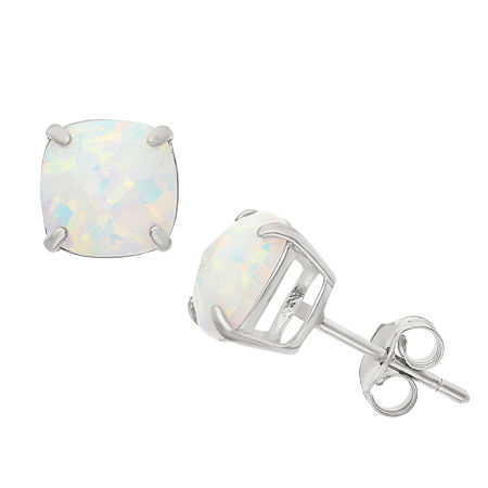 Click here for Lab Created White Opal Sterling Silver 8mm Stud Ea... prices