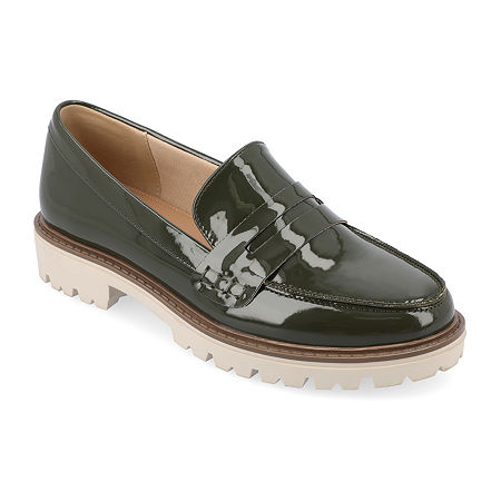Journee Collection Womens Kenly Slip-On Loafers - Olive Patent