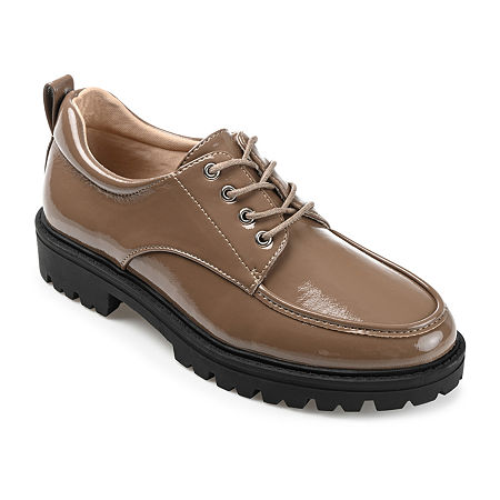 Journee Collection Womens Zina Lace Up Lug Sole Oxfords - Taupe