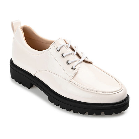 Journee Collection Womens Zina Lace Up Lug Sole Oxfords - Bone