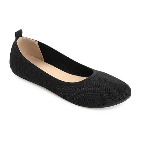 Journee Collection Womens Jersie Knit Flats - Black