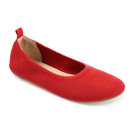 Journee Collection Womens Jersie Knit Flats - Red