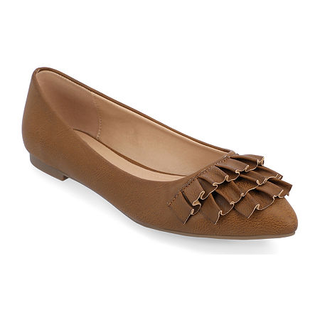Journee Collection Womens Judy Ruffled Ballet Flats - Tan