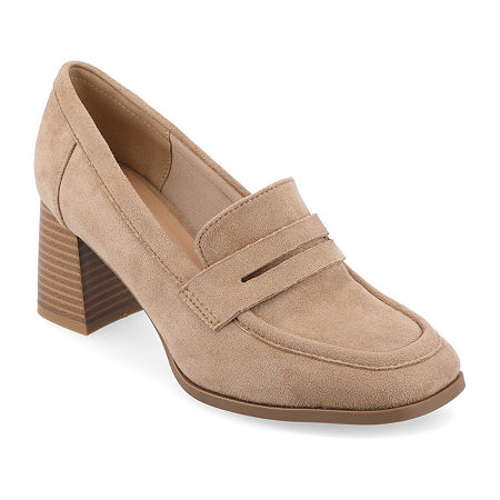 Journee Collection Womens Malleah Heeled Loafers - Taupe