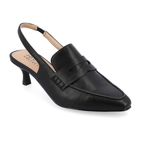 Journee Collection Womens Amory Tailored Kitten Heel Slingback Pumps - Black