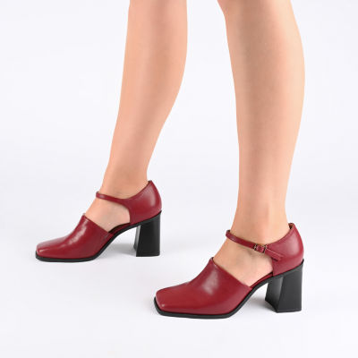 Journee Collection Bobby Womens Square Closed Toe Stacked Heel Pumps ...