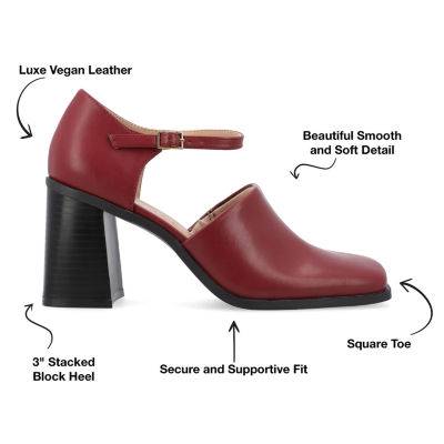 Journee Collection Bobby Womens Square Closed Toe Stacked Heel Pumps ...