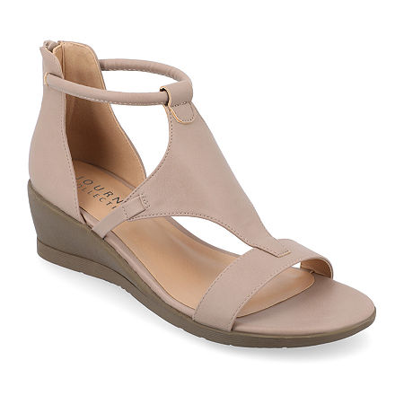 Journee Collection Womens Trayle Wedge Sandals - Taupe