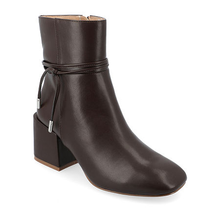 Journee Collection Womens Beverley Block Heel Booties - Brown