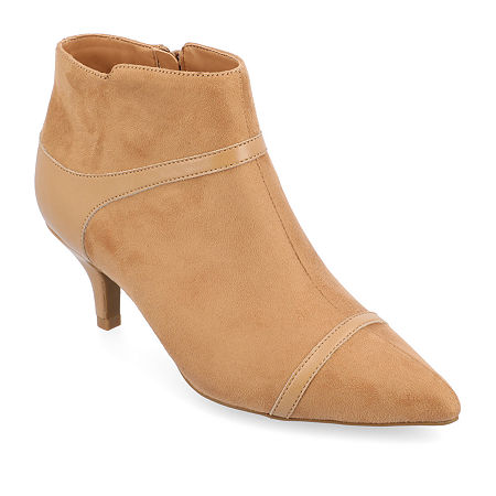 Journee Collection Womens Embrie Two Tone Kitten Heel Dress Booties - Tan