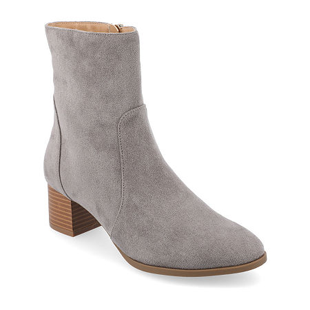 Journee Collection Womens Hayven Block Heel Almond Toe Booties - Gray