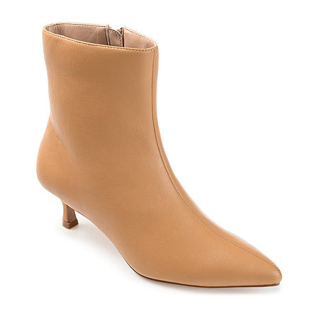 Journee Collection Womens Arely Kitten Heel Pointed Toe Dress Booties - Tan