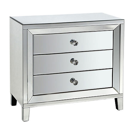 Click here for 3 Drawer Mirrored Accent Chest with Tapered Feet... prices